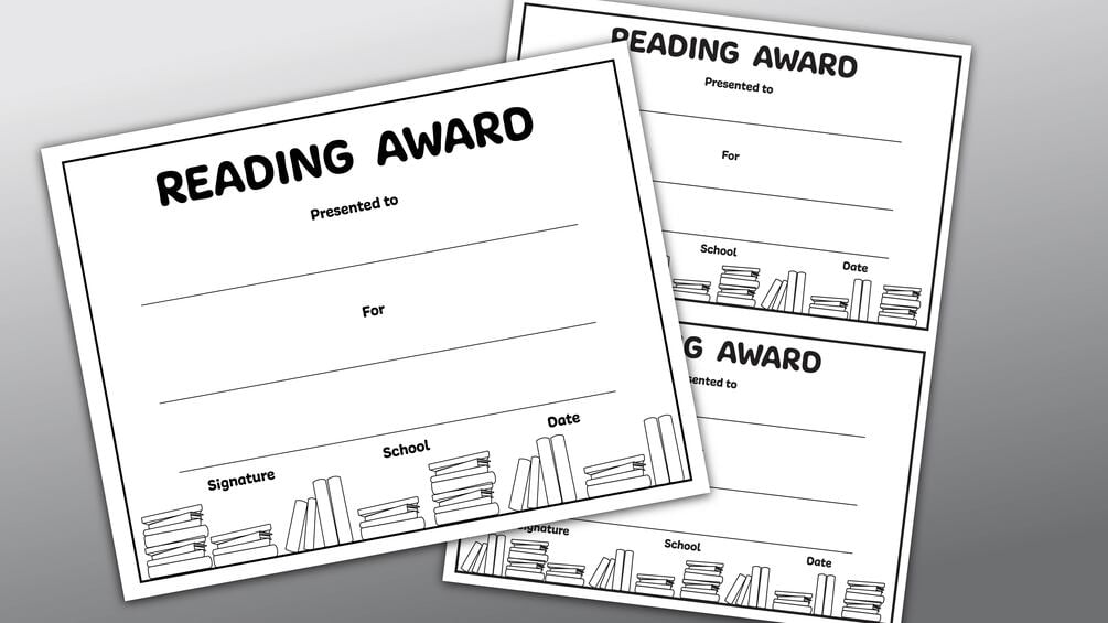 Reading Award Certificate Package