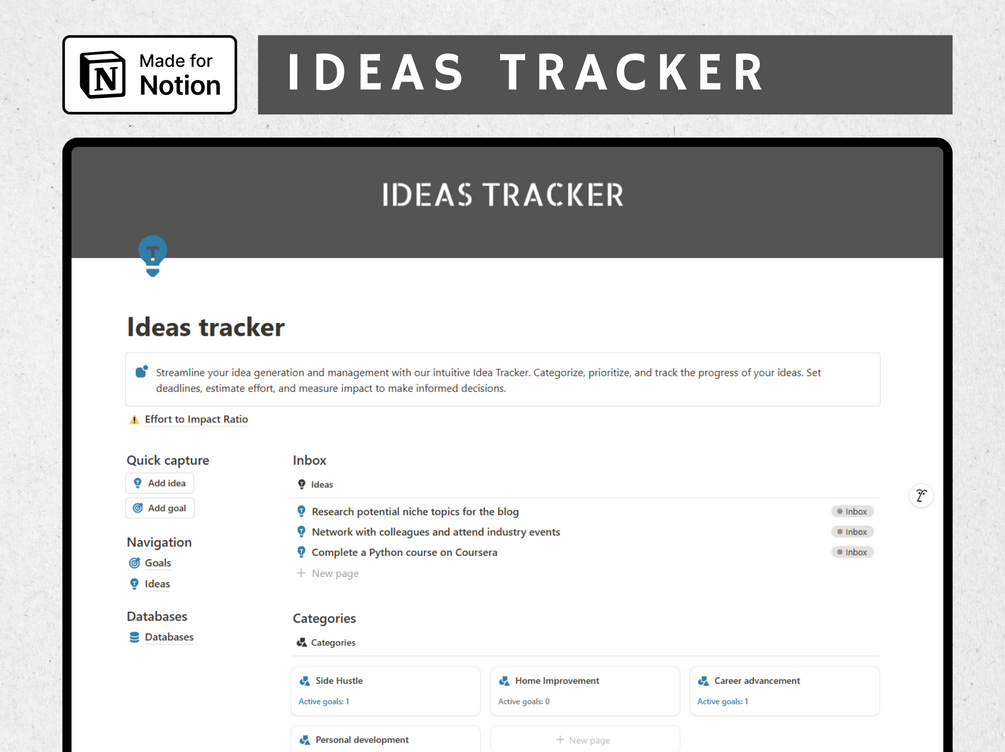 Ideas tracker - Notion template