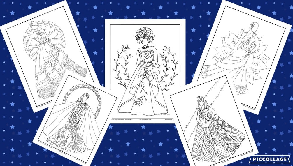 Color My Dress Book 2 Bundle 2 - Fashion Coloring Book