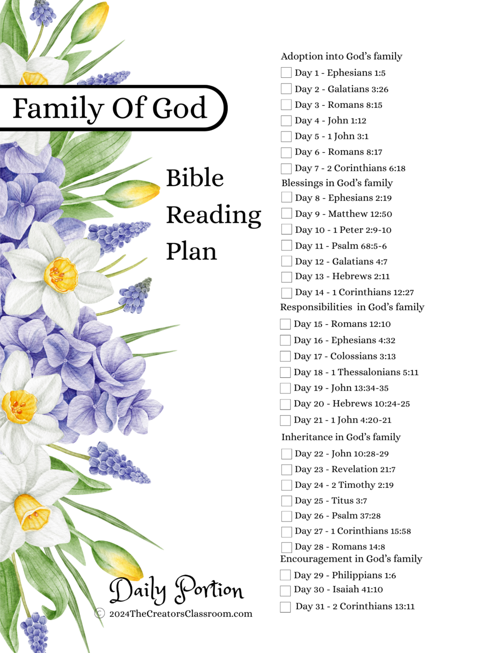 Free! Bible Reading Plan - The Family Of God