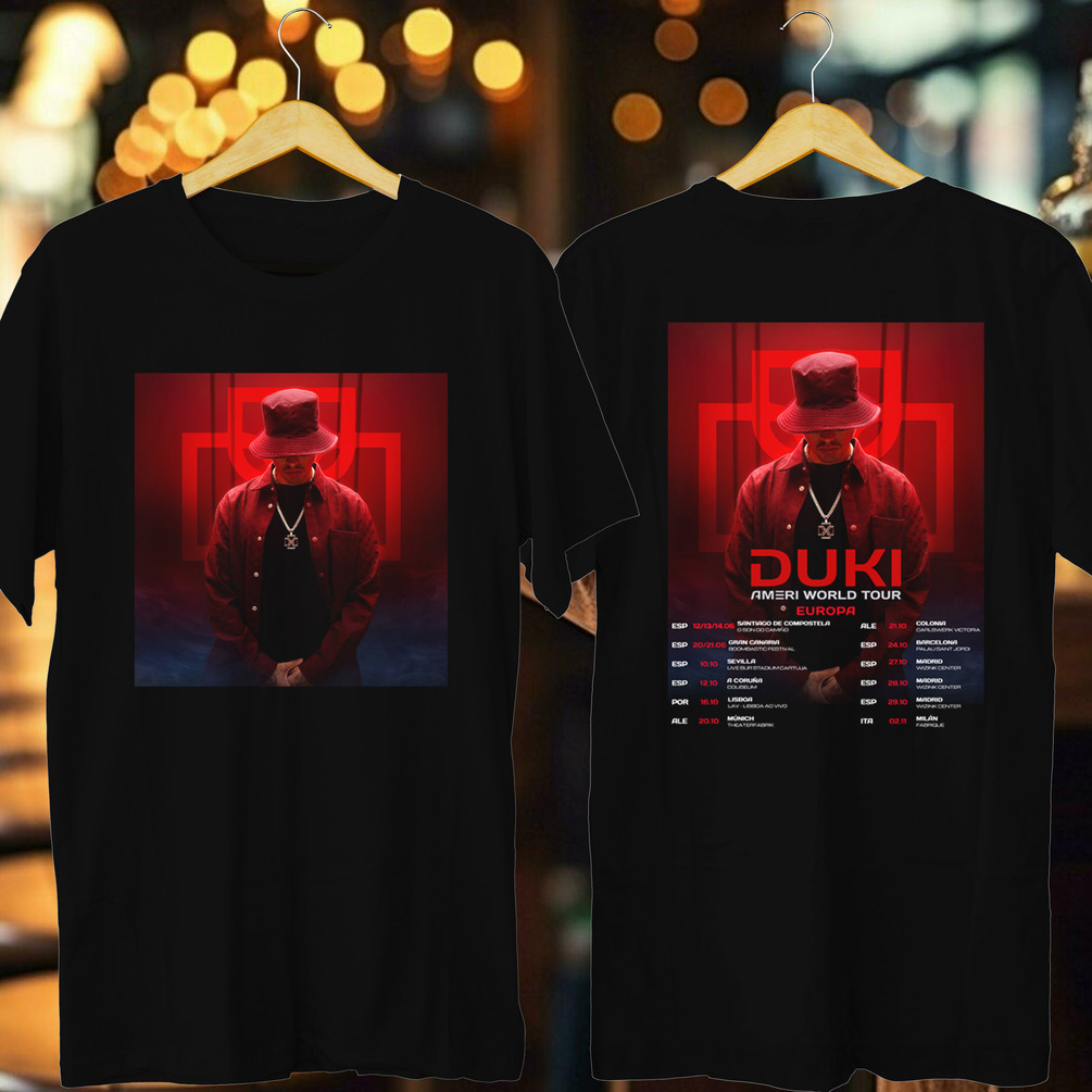 DUKI AMERI WORLD EUROPE TOUR 2025. DUKI. UNISEX BLACK TEE DV02