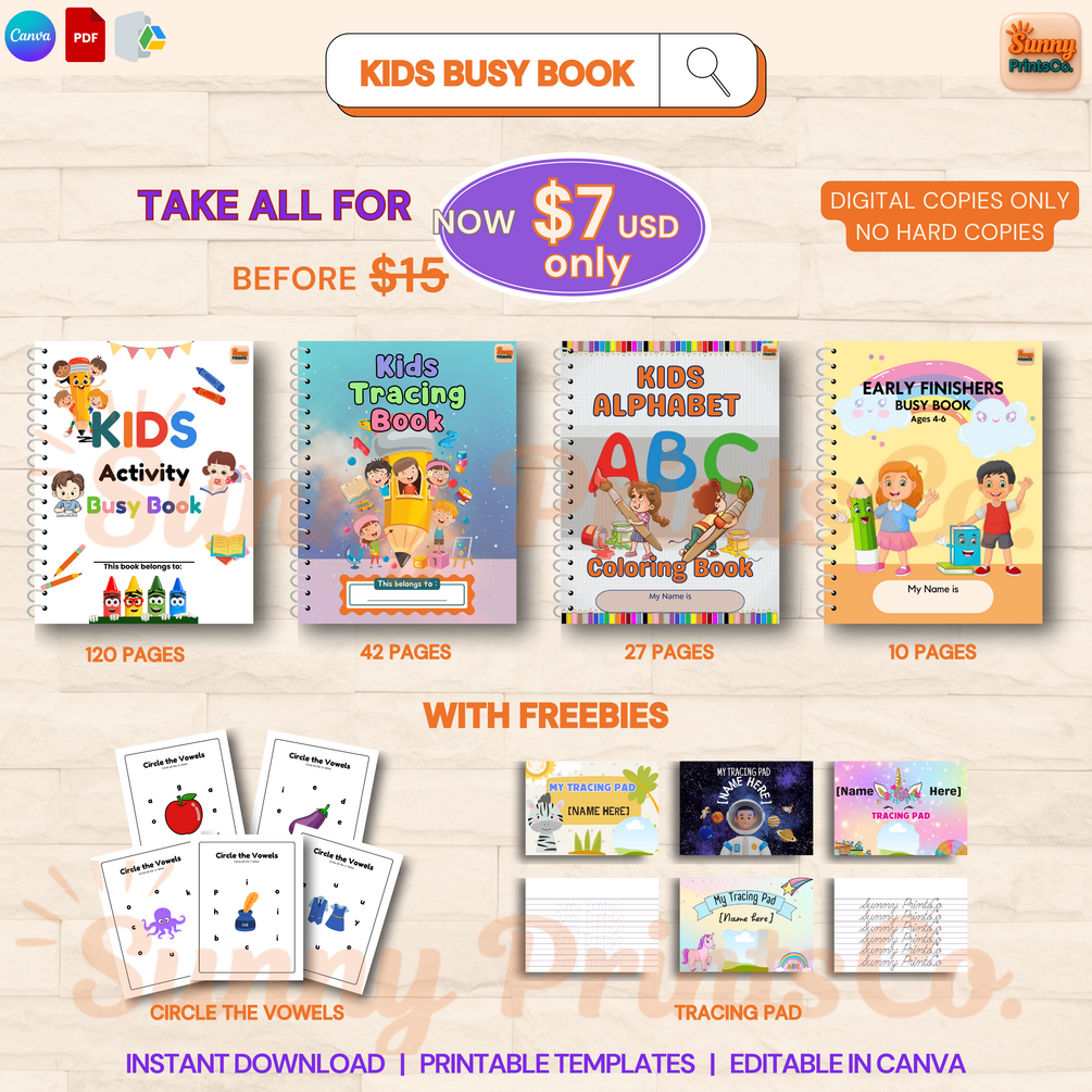 Canva Editable Kids Activity Busy Book Bundle