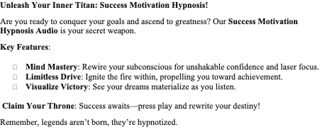 Motivation For Success Hypnosis Audio