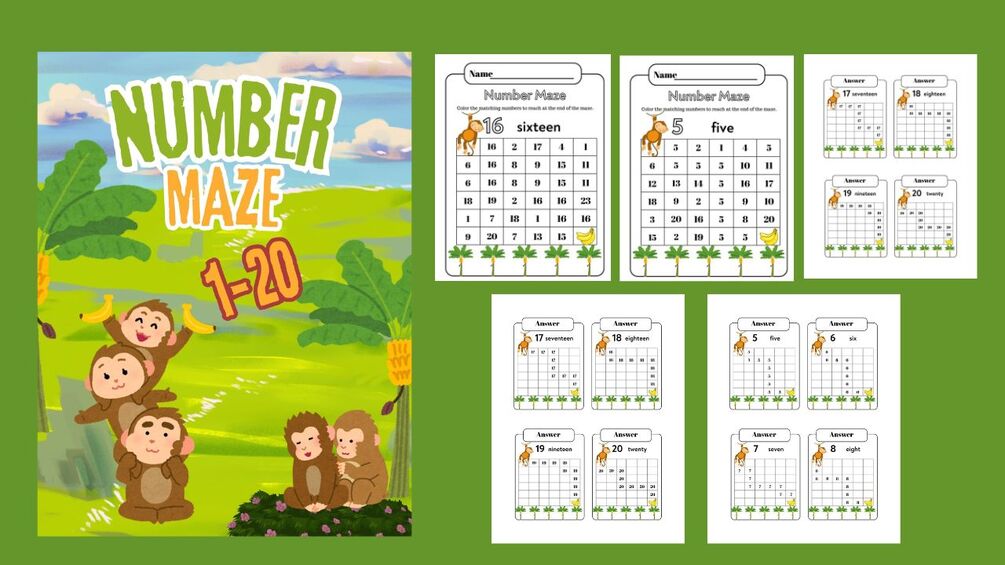 Number Maze : Color the Matching Numbers to Reach the End!