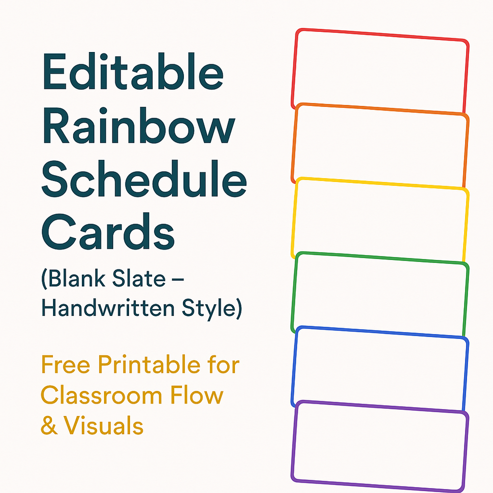 Editable Rainbow Schedule Cards (Blank Slate – Handwritten Style)