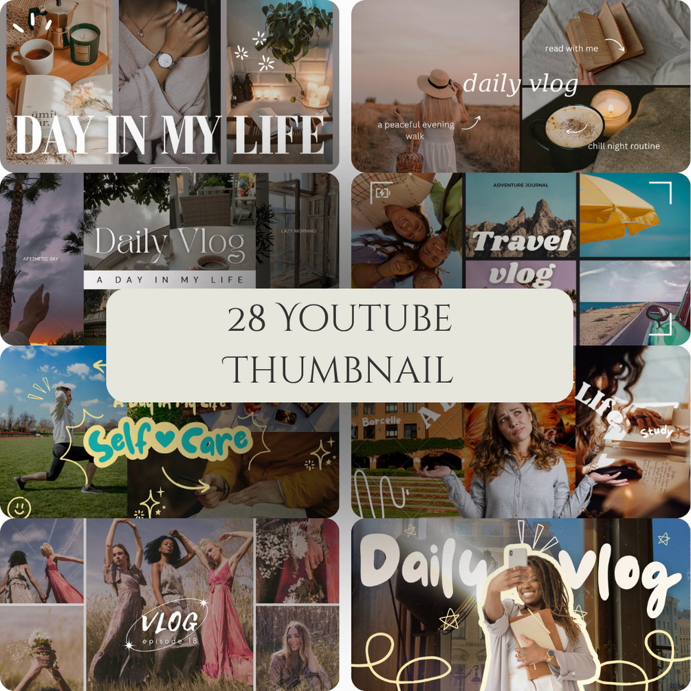 28 Minimalist YouTube Thumbnail Templates | Editable Canva Bundle ...