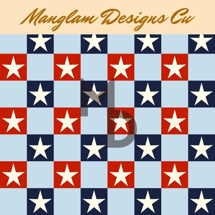 Vintage USA independence star checkerboard seamless repeat pattern, fourth of july patriotic ...