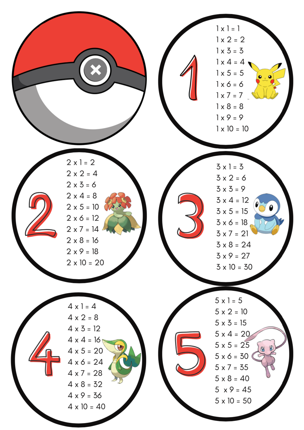 Poké balls de las multiplicaciones