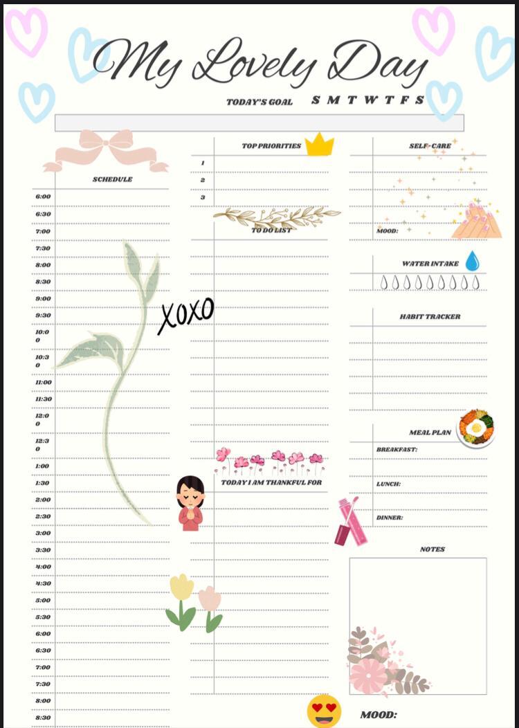 My Lovely Day- Daily Planner (Printable PDF)