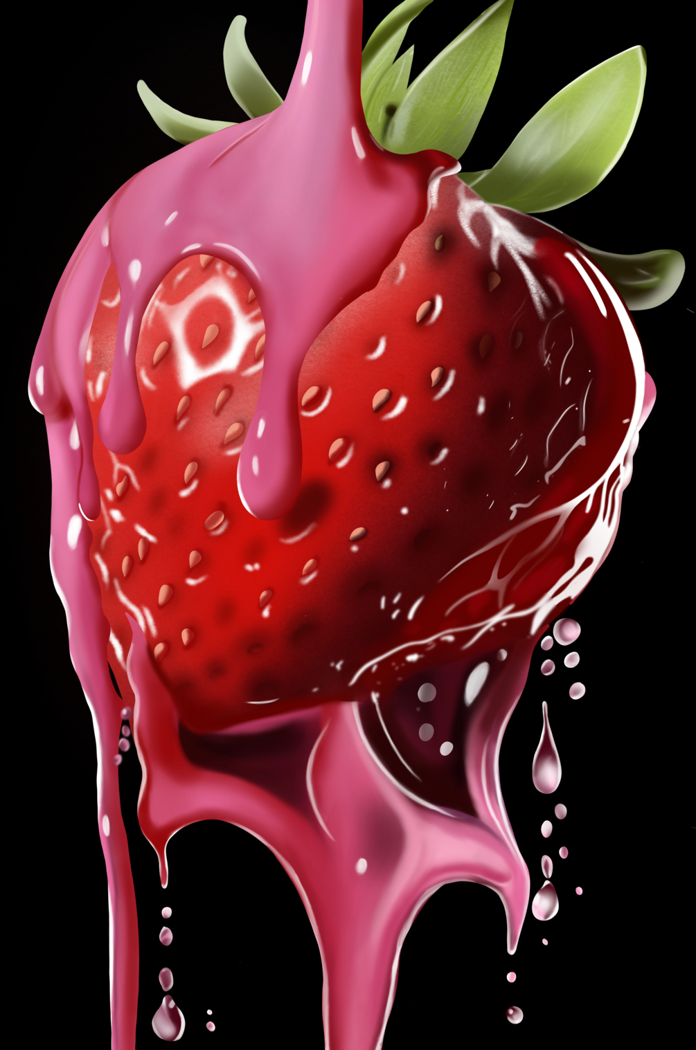 Strawberry Drip — Glossy Strawberry in Pink Glaze
