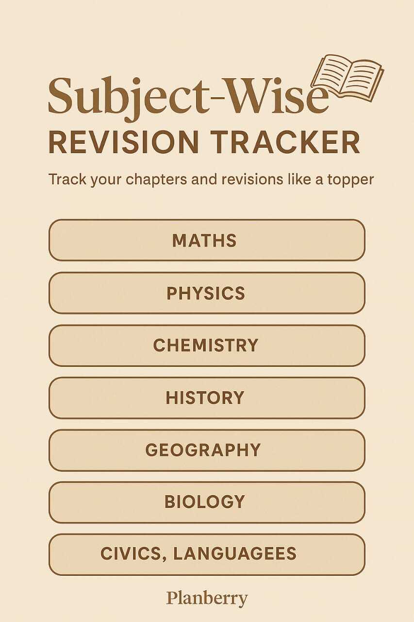 "Subject-Wise Revision Tracker"-brown & Beige-Mathematics