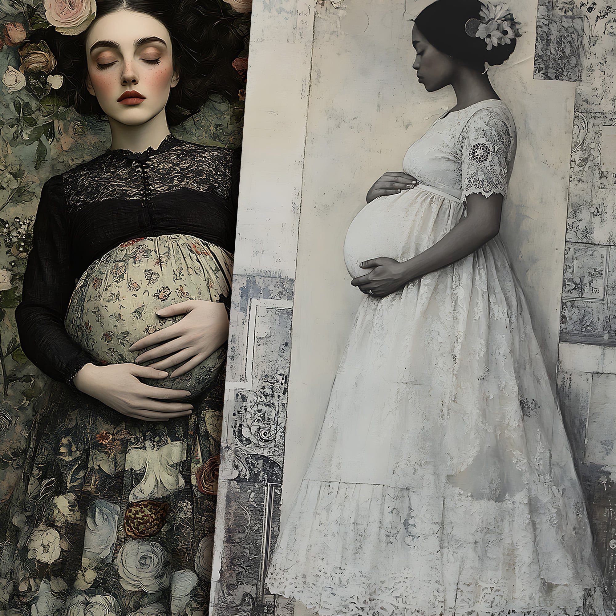 20 pc Maternity Portrait Collage with Patterns Printable Junk Journal ...