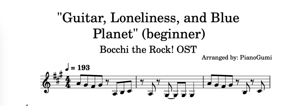 Bocchi the Rock! OST - "Guitar, Loneliness, and Blue Planet" - BEGINNER ...