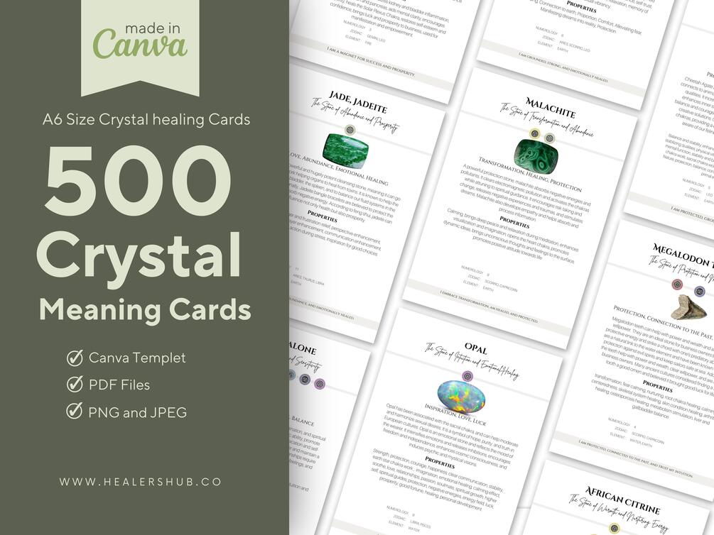 Crystal meaning Cards A6 Size , Printable Gemstone Meaning Cards ...