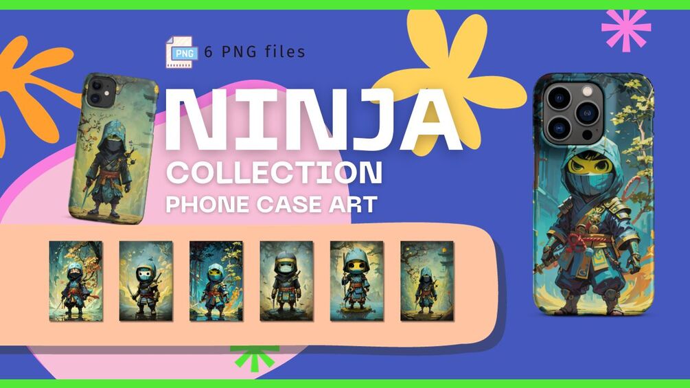 Ninja Collection. Digital download sublimation Phone case images PNG
