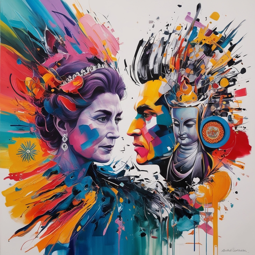 "Majestic Unity: Queen Elizabeth, Prince Philip, and Lord Buddha in ...