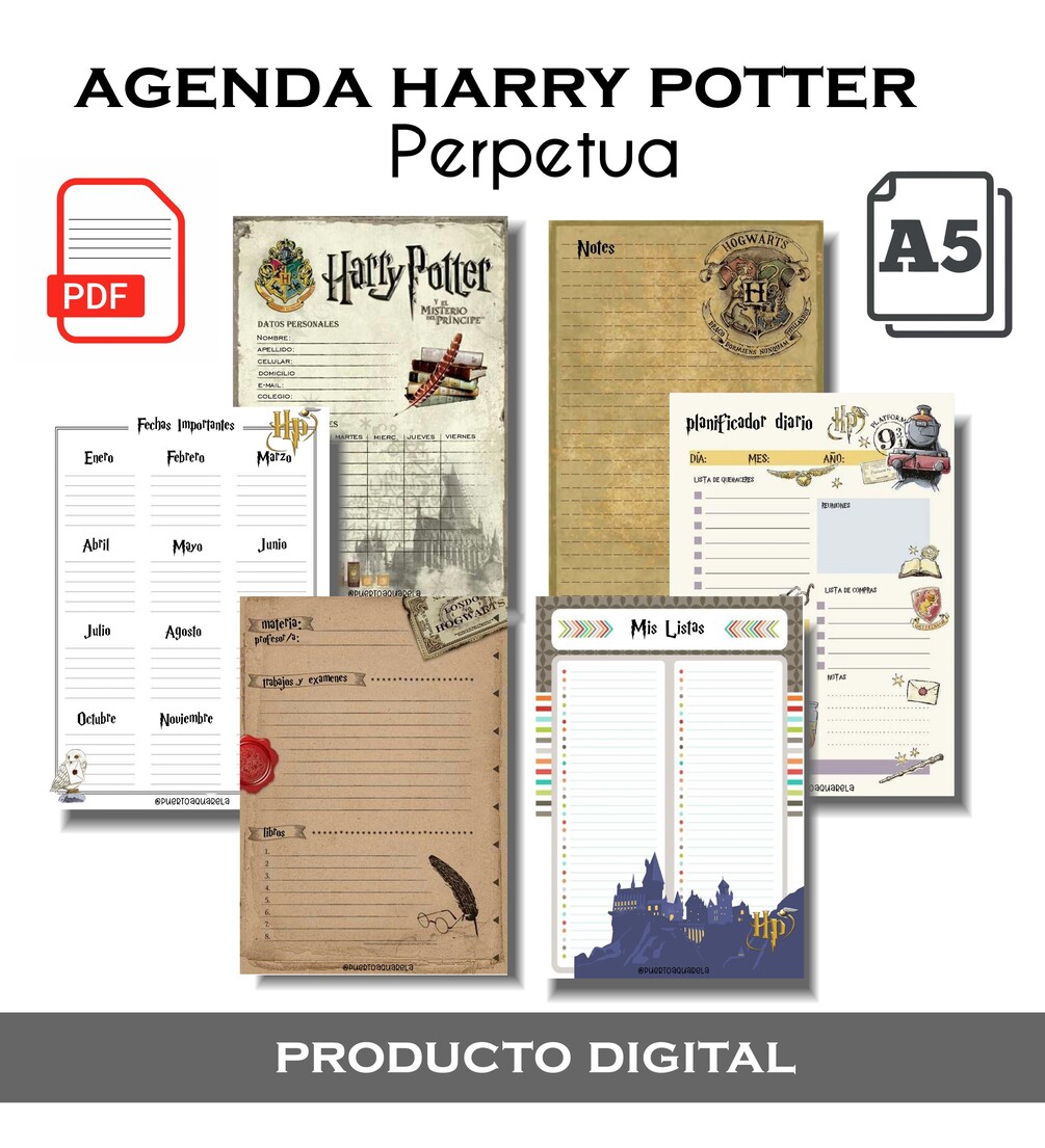 Agenda PDF imprimible Harry Potter Perpetua