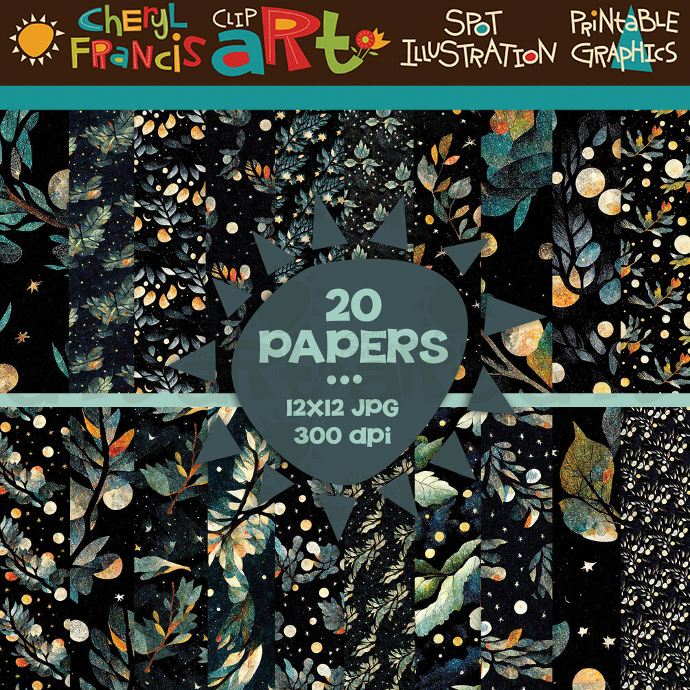 Night Leaves Paper 12" Square