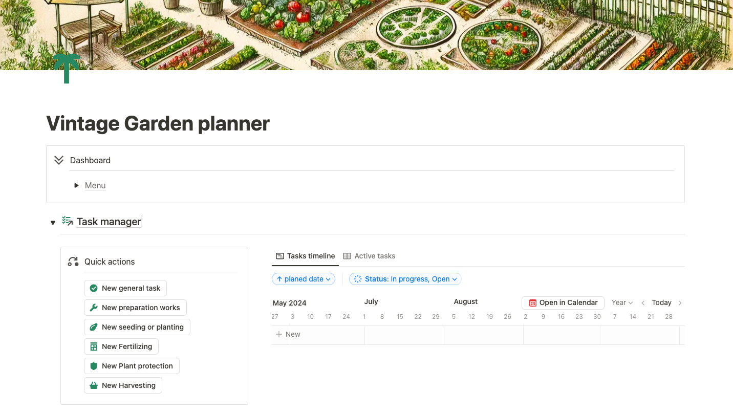 Vintage Notion Garden planner