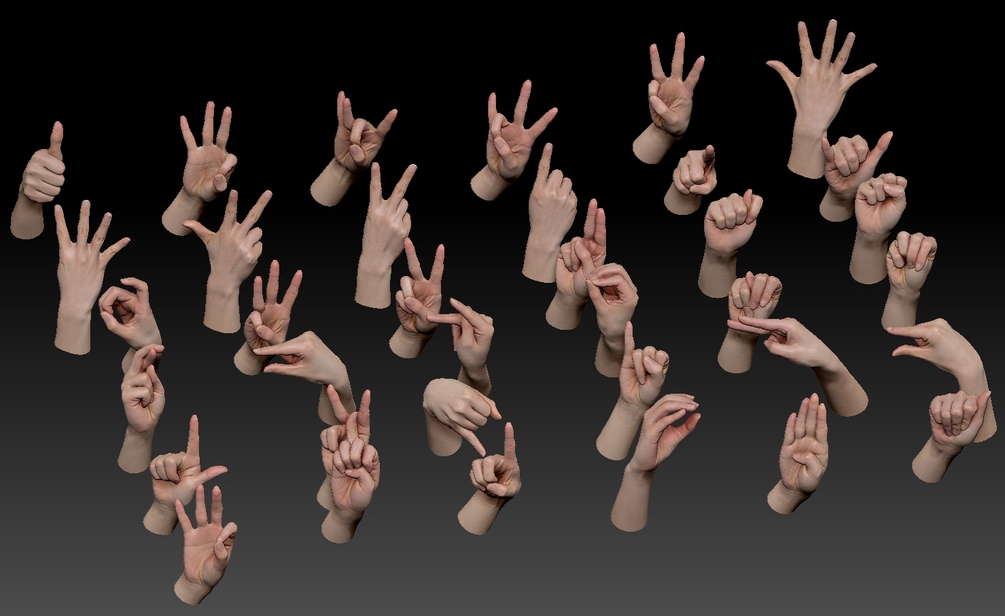 36 Female Hand Poses in American Sign Language: Alphabet and Numbers