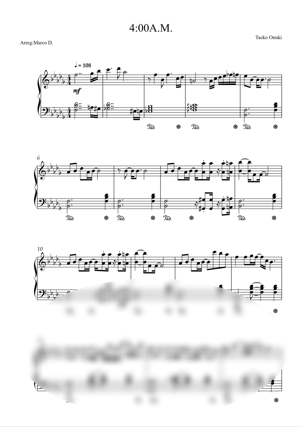 4:00 AM / Taeko Onuki SHEET + MIDI