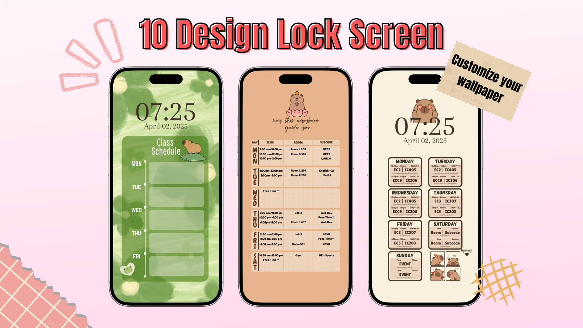 10 Design College Schedule Lock Screen Wallpaper - Capybara Theme ...
