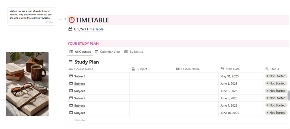 Notion Study Planner