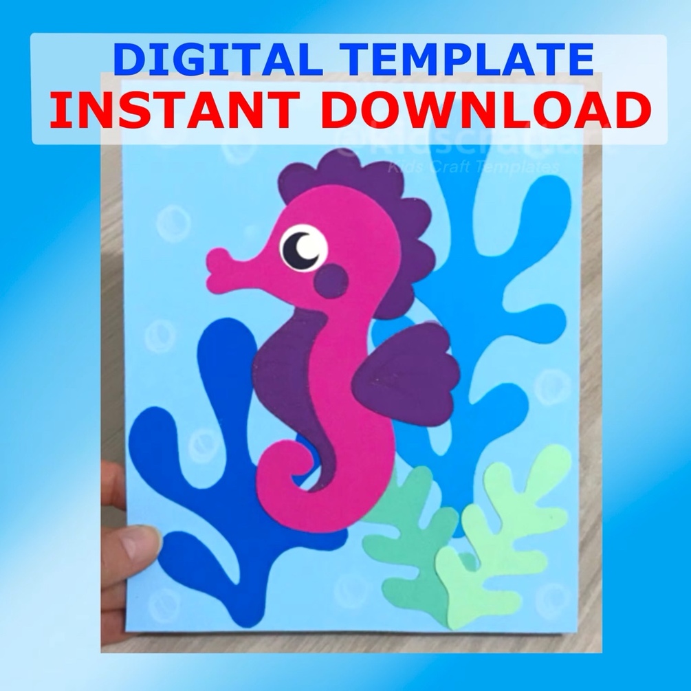 Sea Horse Ocean Craft for Kids Cut and Paste Coloring Page Under Sea ...
