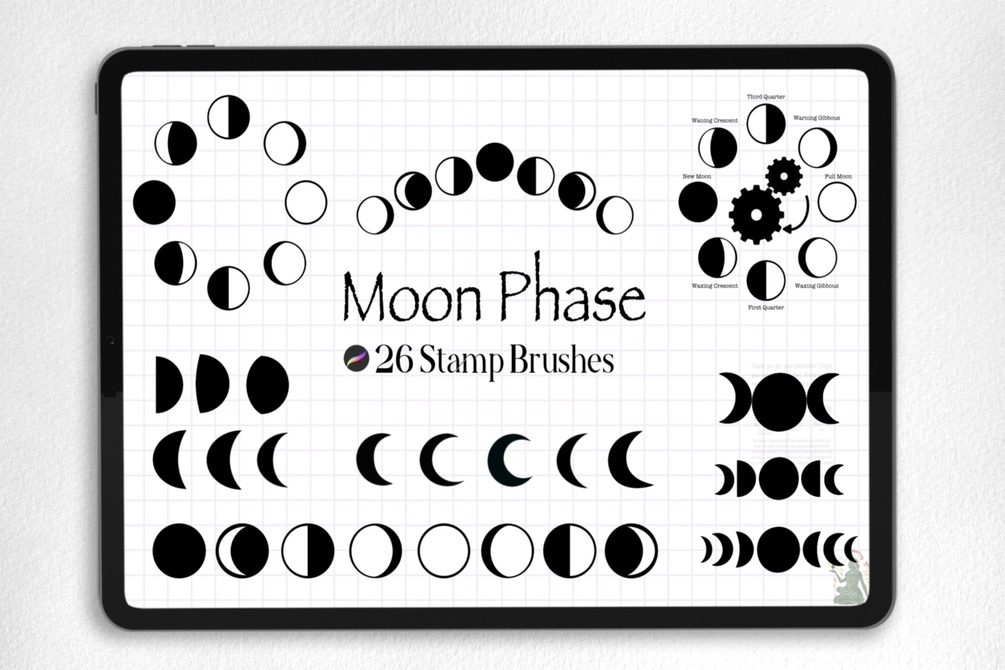 Moon Phase Procreate Stamp Brush