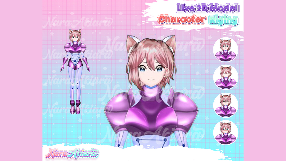 Vtuber Model and Rigging Anime Girl Cat Cyborg Premade, Live2d ready to ...