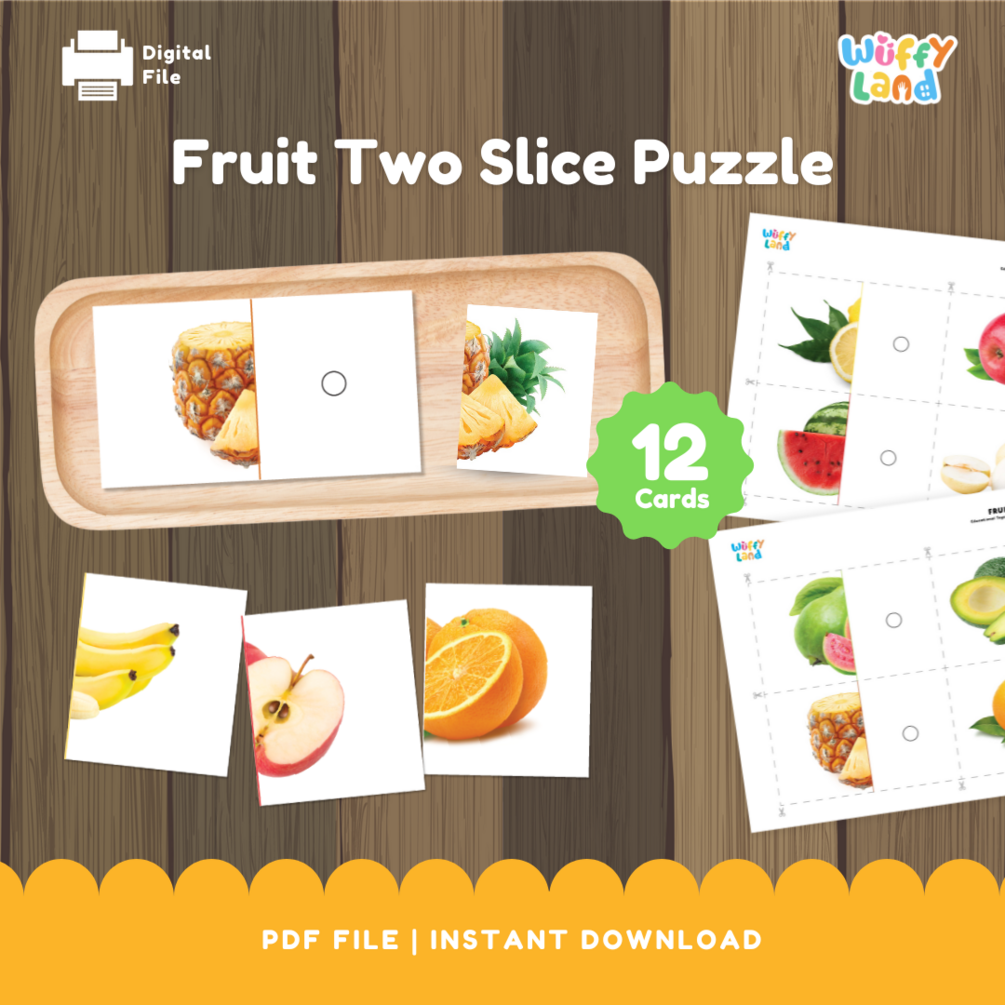 Fruit Two Slice Puzzle - Fun & Educational Printable Activity for Kids