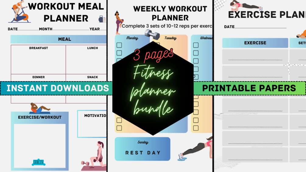 Fitness planner bundle (3), Daily help planners, Printable planners ...