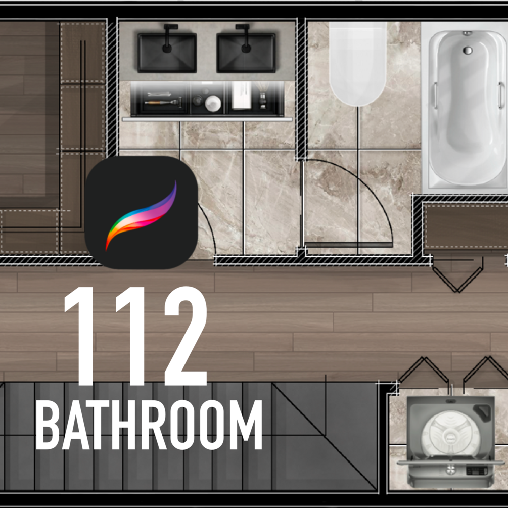 112 Bathroom Elements for Procreate