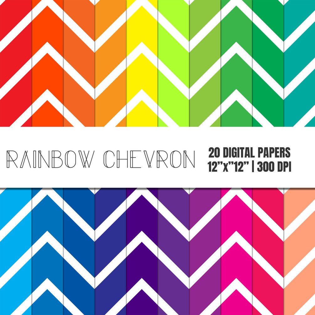 Rainbow Chevron Digital Paper Pack