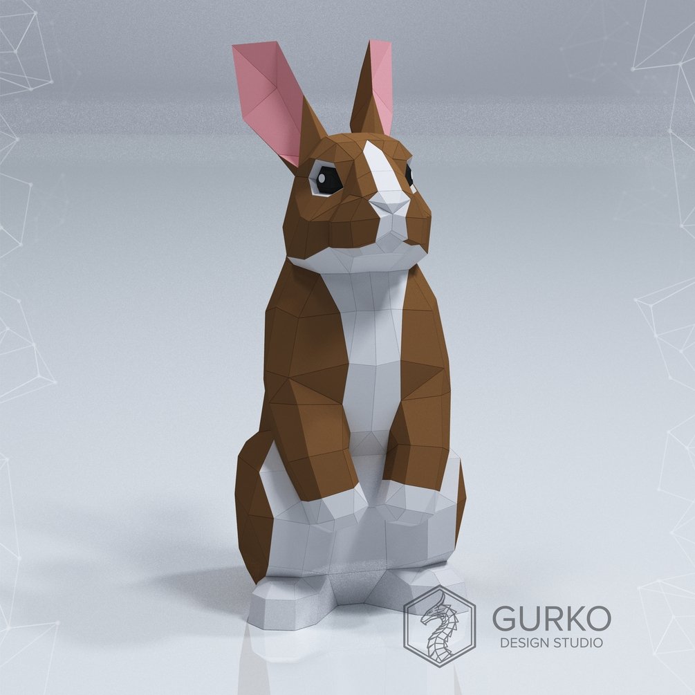Standing Rabbit Papercraft, Hare, Pdf, Gurko, Pepakura, Template, 3D ...