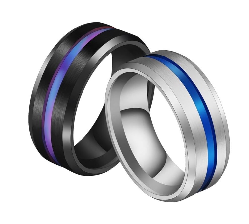 Groove rings black blue for men