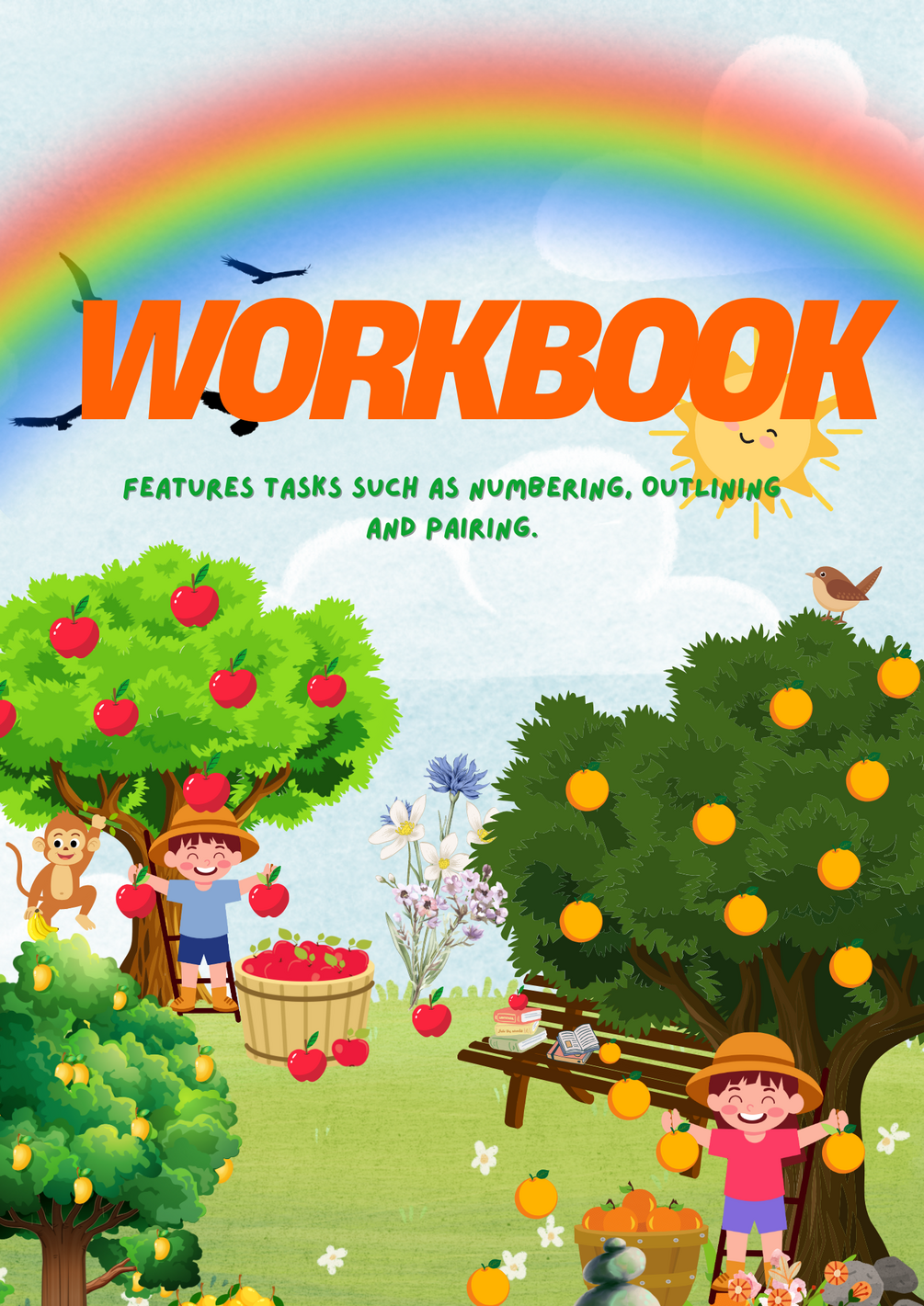 Workbook: 3 pages activities (fruit version)