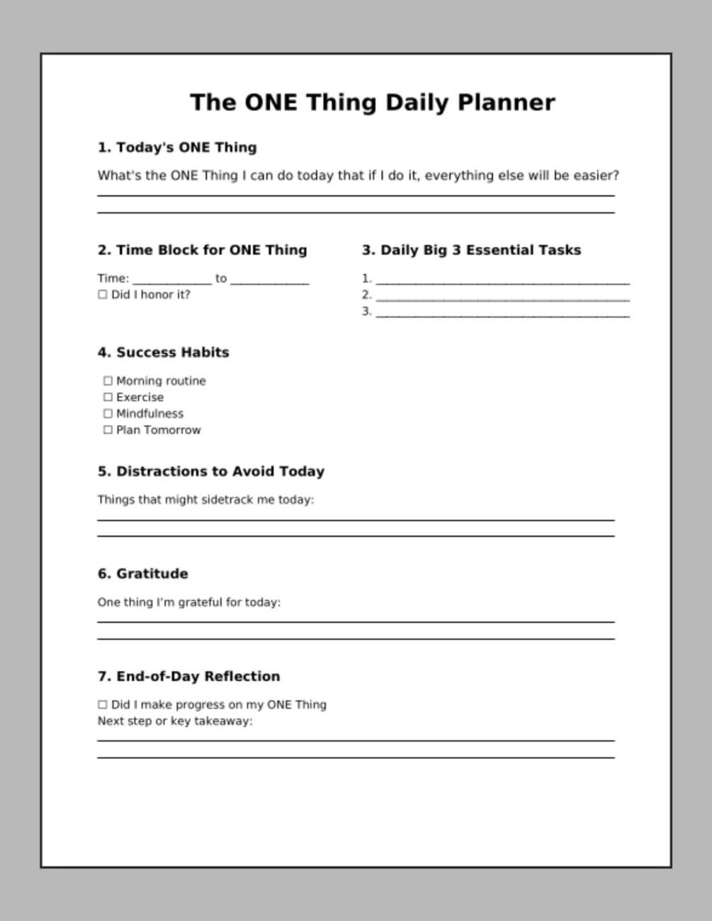 The ONE Thing Daily Planner: Your FREE Guide to Amazing Focus & Real ...