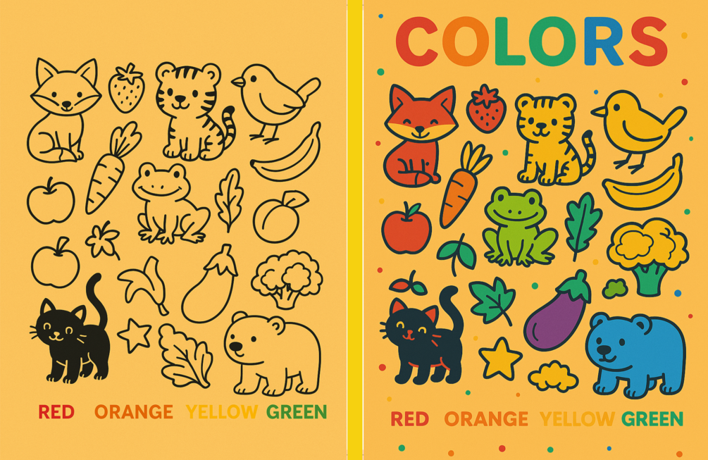 COLORS;KINDERGARTEN COLORING PAGE