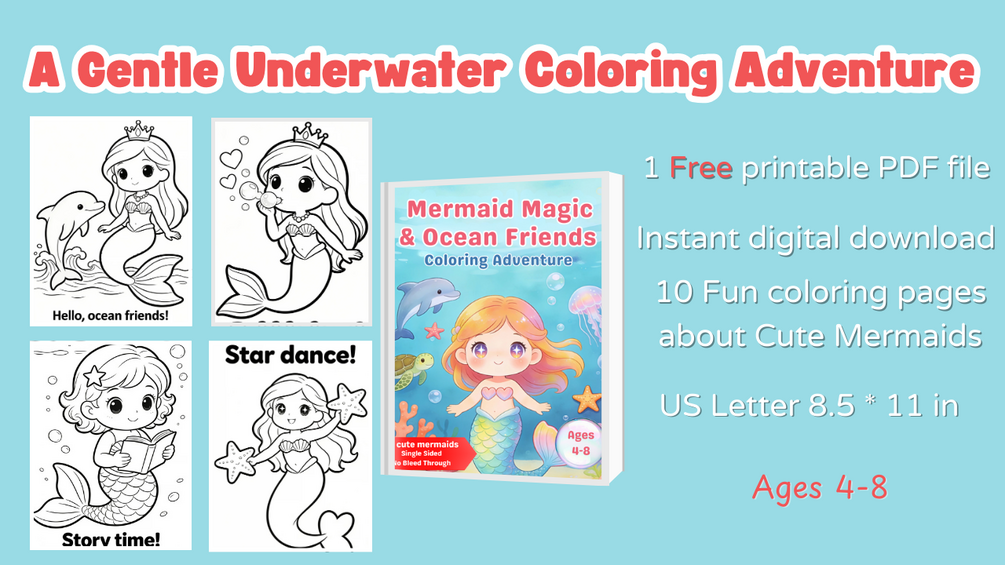 Mermaid Magic & Ocean Friends – Free Coloring Book Sample (Kids)