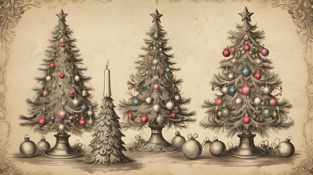 Nostalgic Evergreens: 70 Vintage Christmas Tree Prints