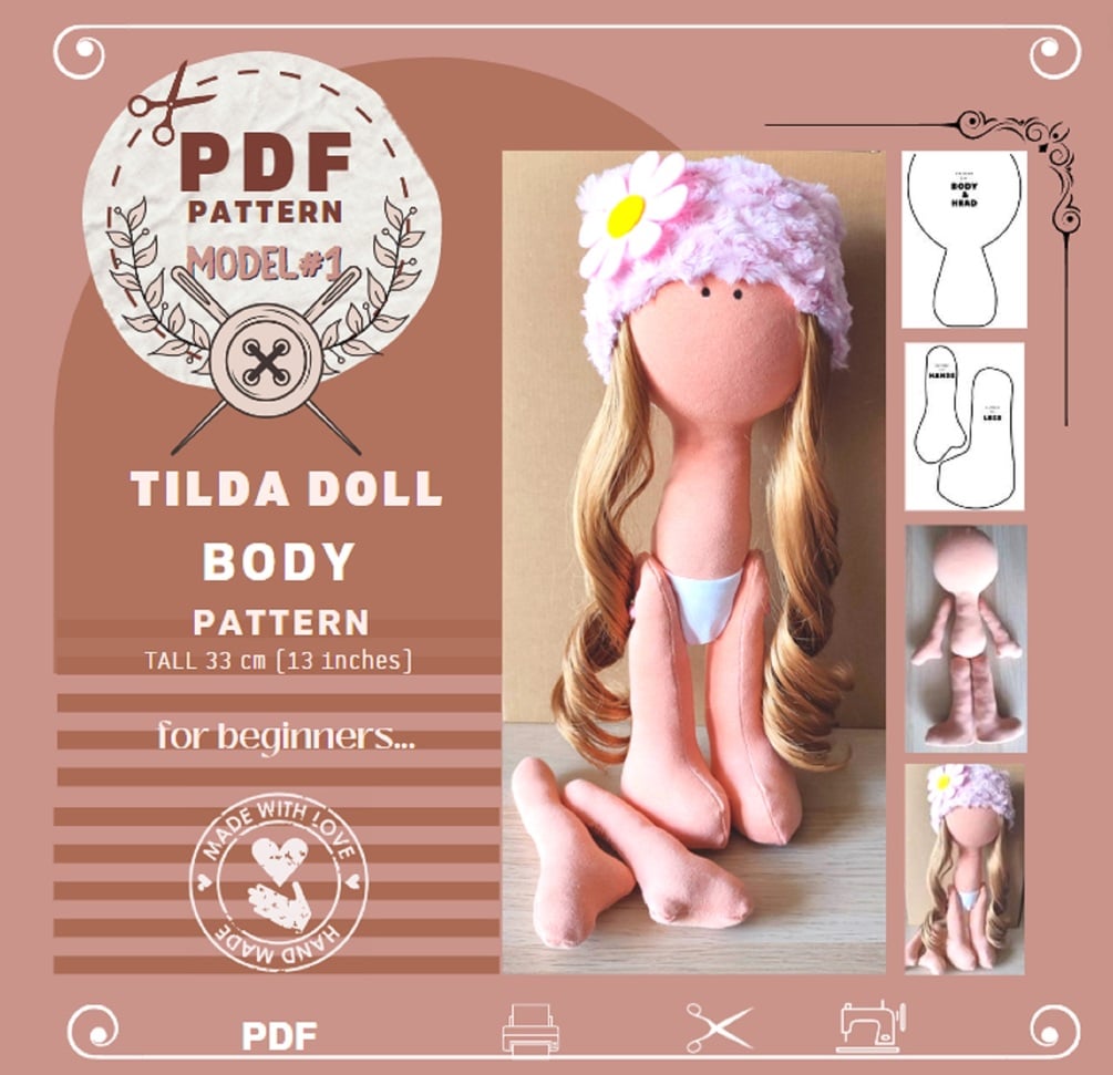 Tilda Doll Pattern Body Blank, PDF Download