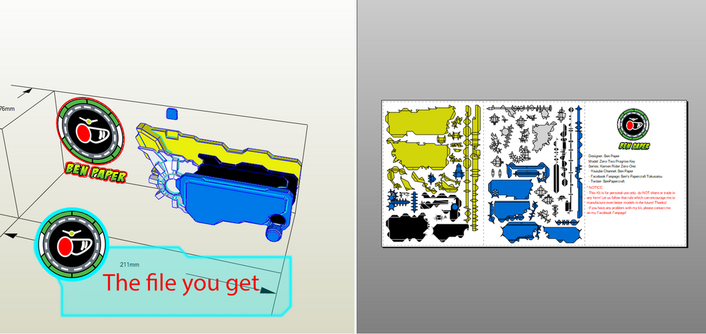 Zero Two Progrise Key Papercraft (Template file + Pdo file)