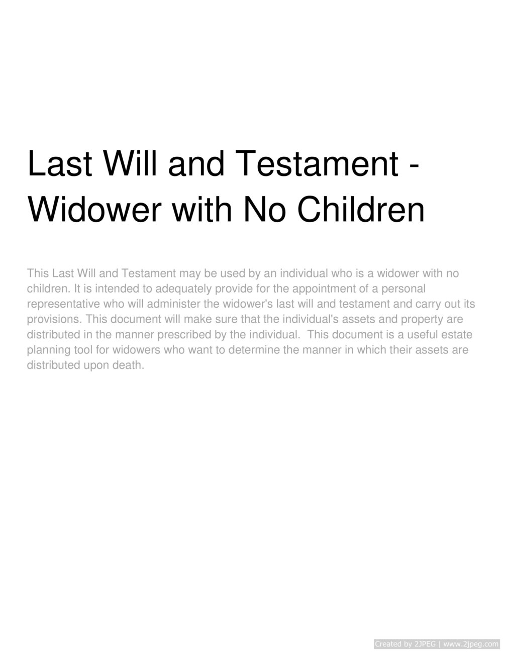 Last Will and Testament - Widower with No Children