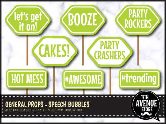 Speech Bubble Props for any Occasion (Lime Green)