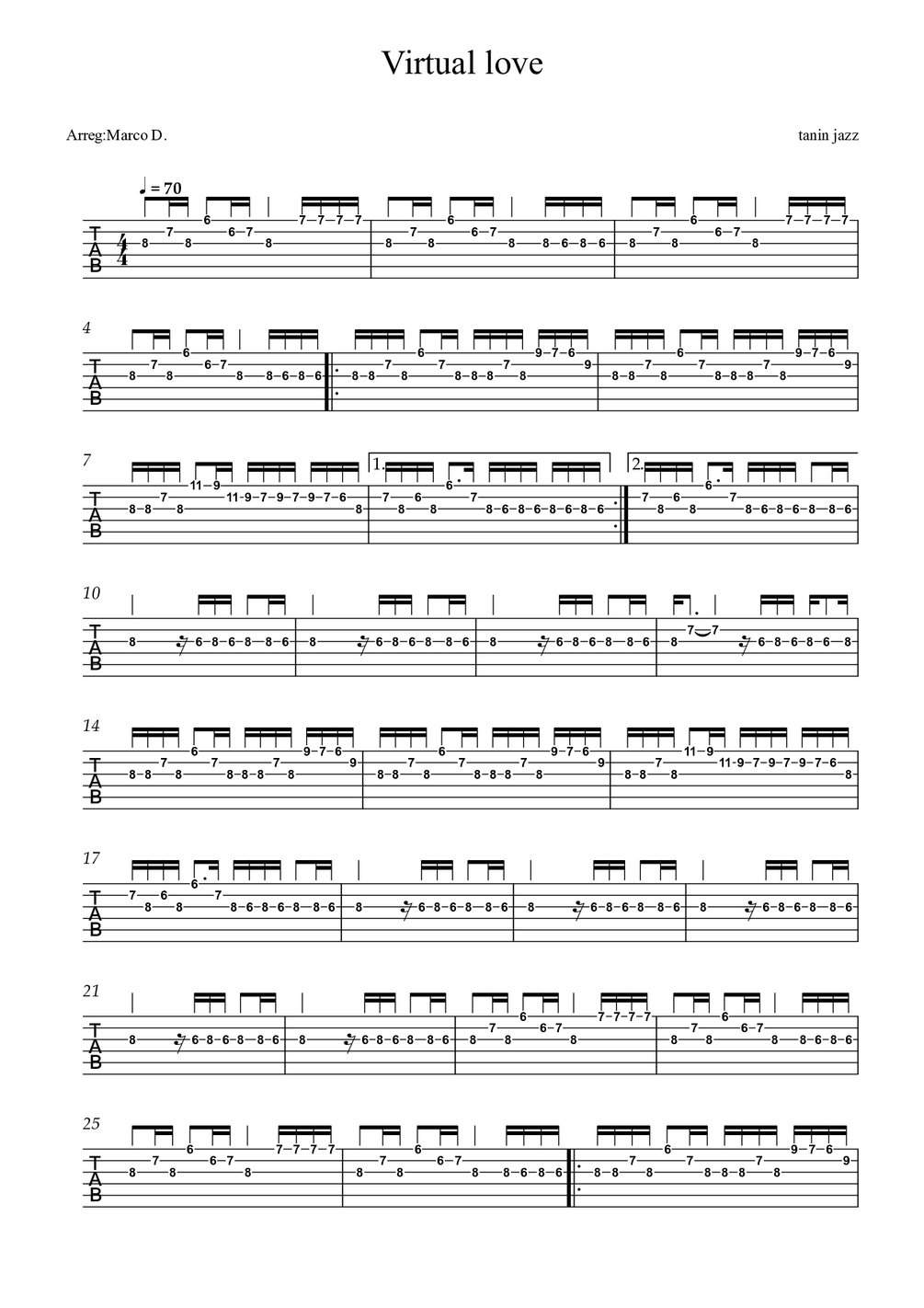 Virtual love | Tanin jazz GUITAR TABS