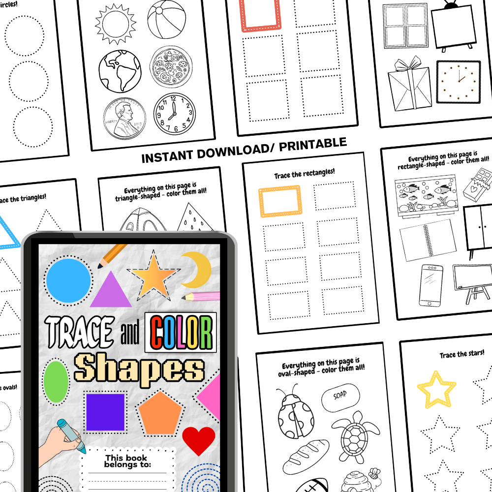 Trace and Color Shapes - Fun Shape Activities for Kids (Printable PDF)