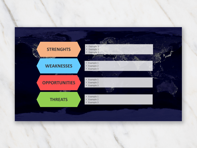 SWOT Analysis World Map with Blocks