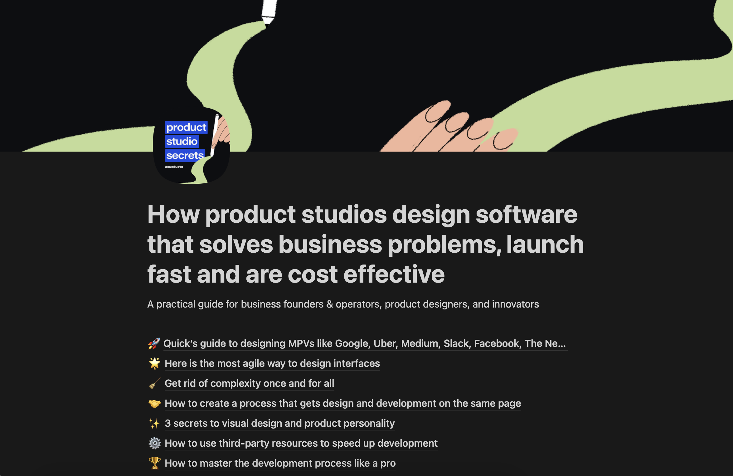 How product studios design software that is cost-effective and launches fast