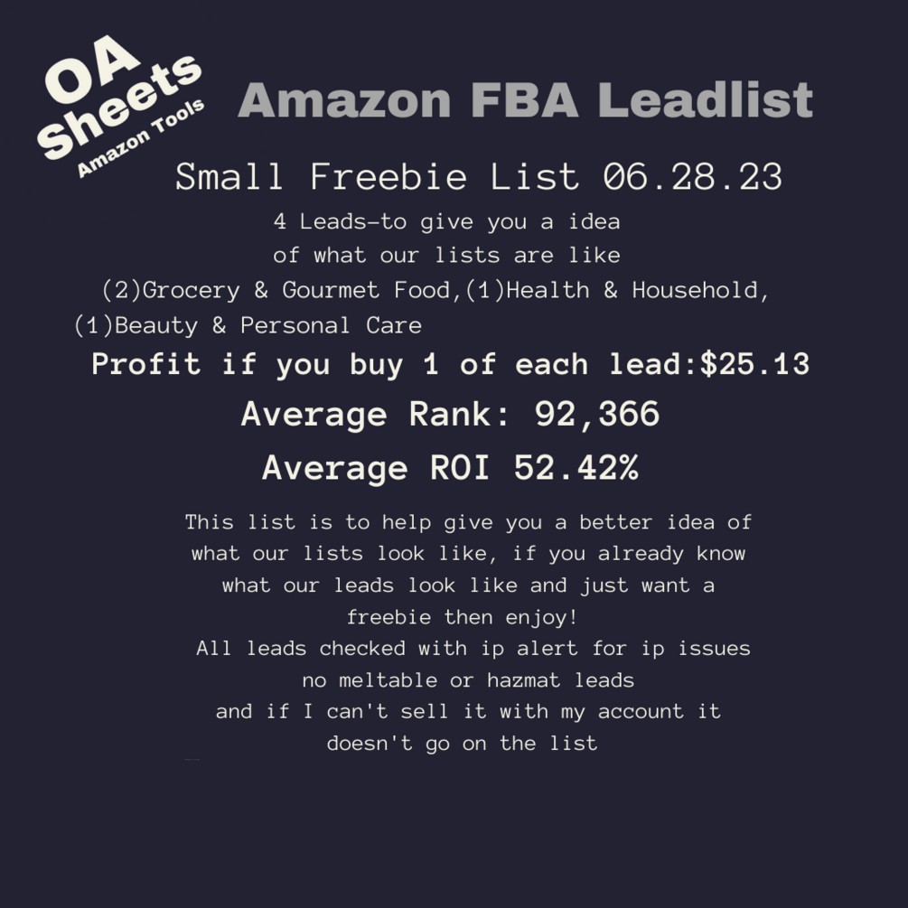 OA Sheets 06.28.23 Small Freebie List 4 Leads